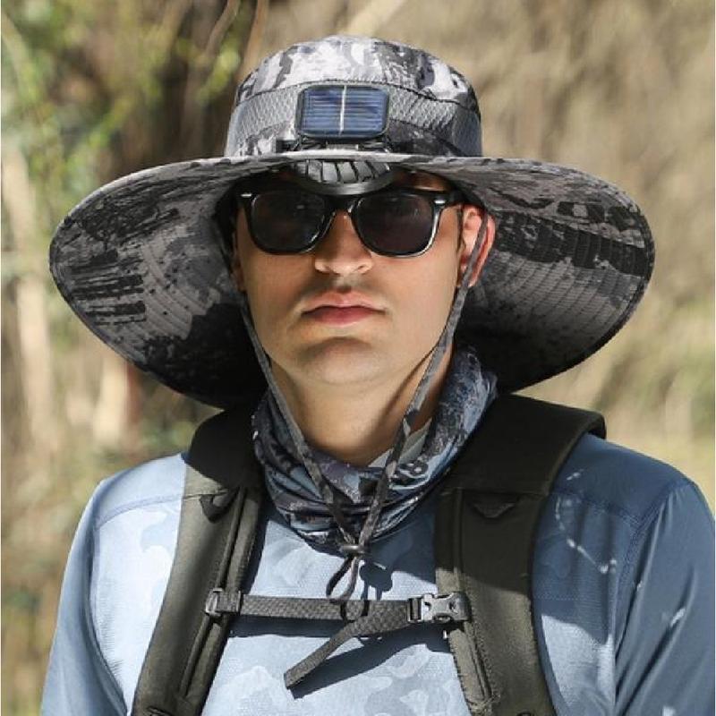Solar Sun Protection Sun Hat- Solar Fan Outdoor Fishing Hat,Solar Charging Big Wind Cooler wide ...