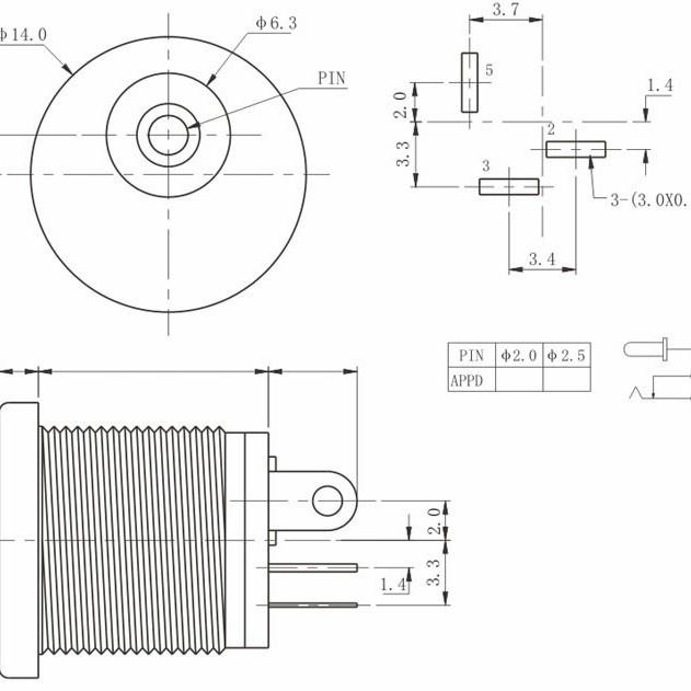 Socket DC 5.5 Adaptor Power Jack Soket Female Panel Box +Mur PCB Mount ...