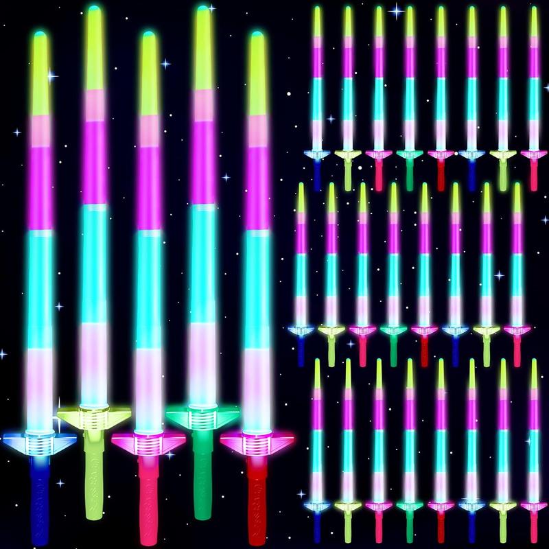 12 Pcs 4 Section Extendable LED Glow Sword Kids Toy Glowing Stick ...