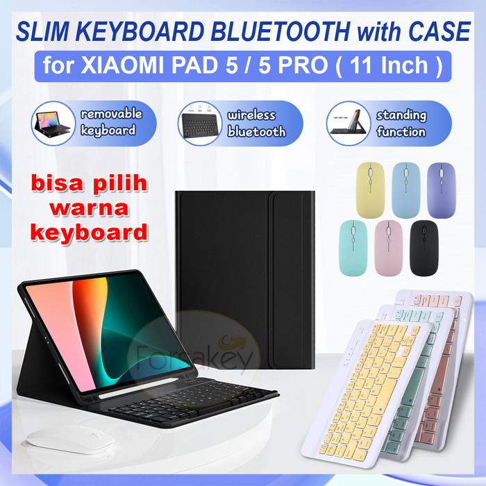 Jual Bluetooth Keyboard + Mouse + Case untuk Tablet Xiaomi Mi Pad 5 ...