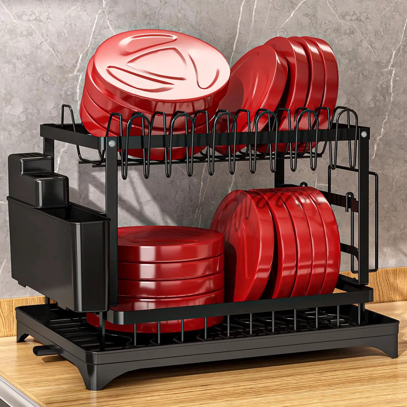 2-tier Dish Drying Rack, 1 Piece Large Capacity Dish Drying Rack with ...