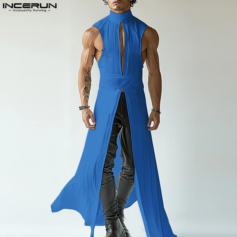 INCERUN Tanks For Man Hollow Long Split Sleeveless Vests Sando - TikTok ...