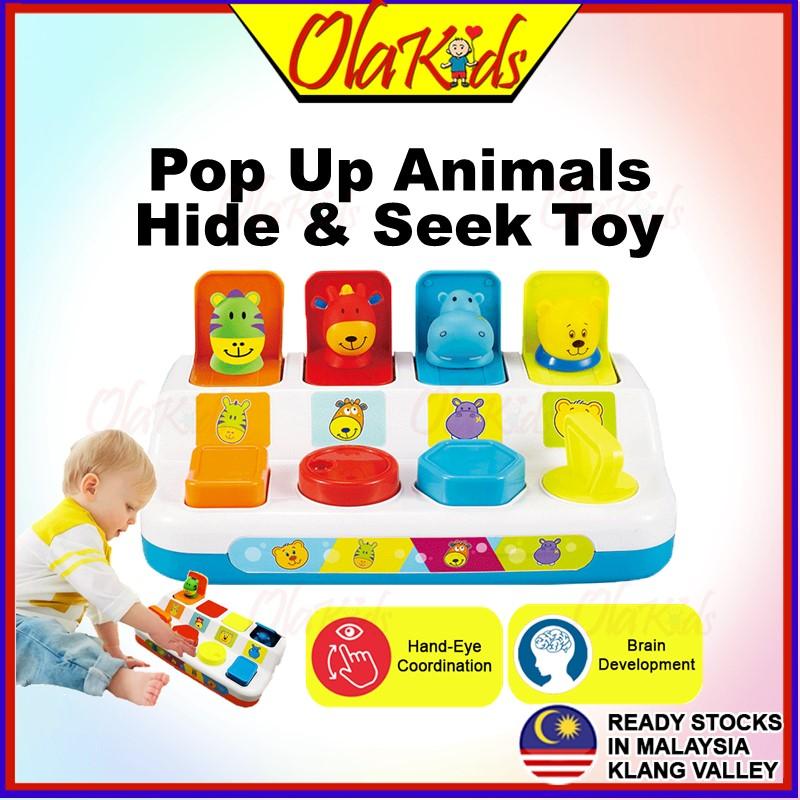 OLAKIDS Baby Pop Up Toys Hide and Seek Peekaboo Animal Toy Pop-up ...