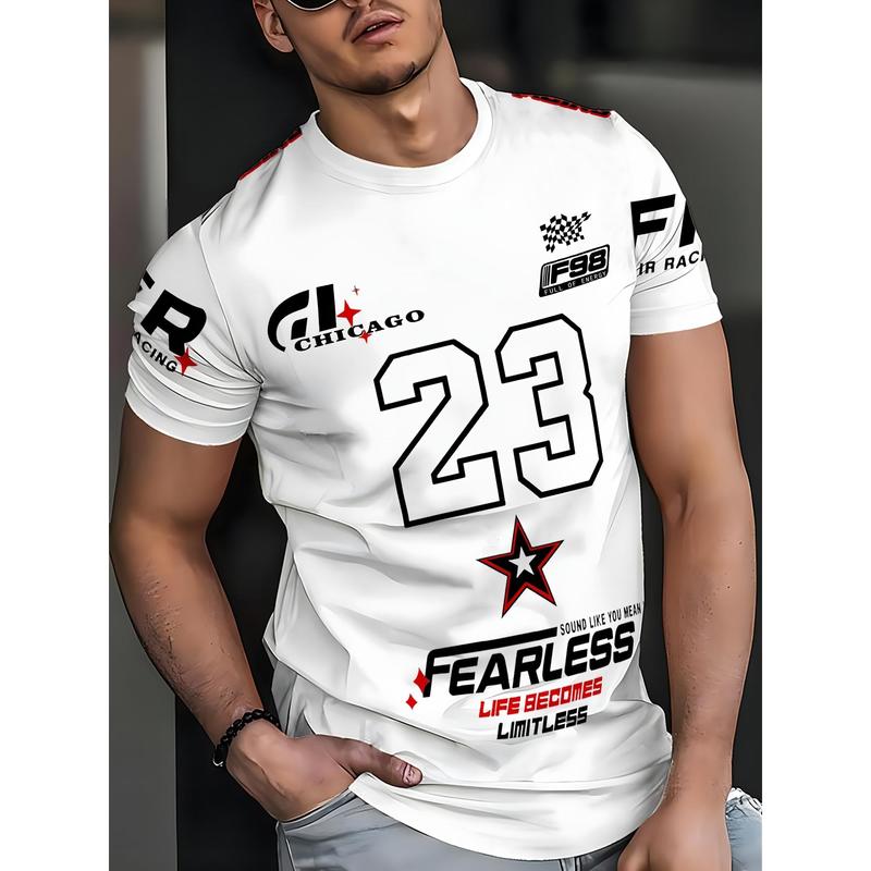 Tee Grafik Chicago 23 Lelaki, Lengan Pendek Hitam & Putih Kasual ...