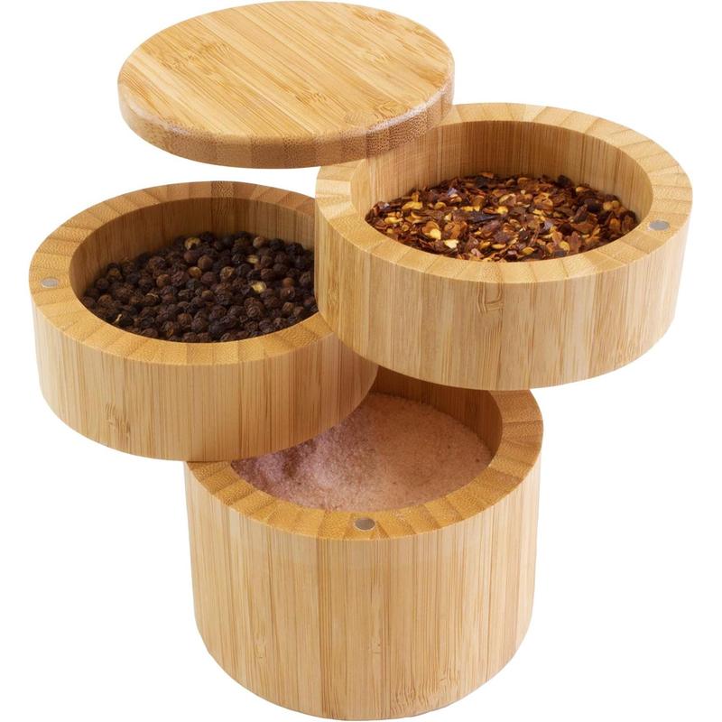 Triple Salt Cellar, 3 Tier Kitchen Salt and Pepper Storage Box - TikTok ...