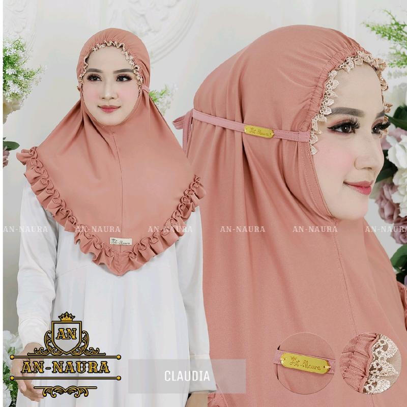 Jilbab kerut renda claudia terbaru - bergo kerut renda jerse - Shop ...
