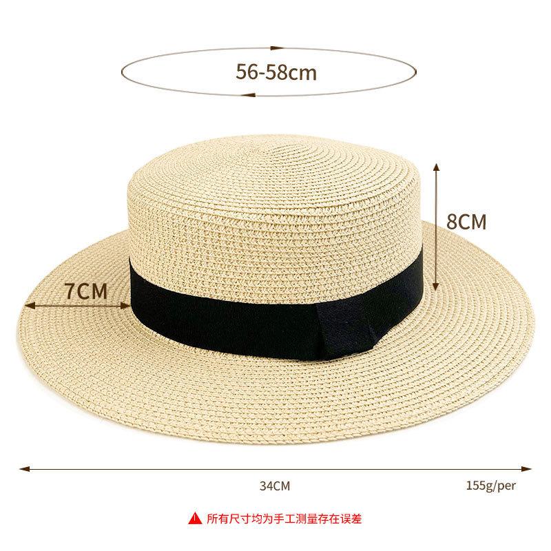 21 Colors Square Buckle Round Top Panama Raffia Flat Top Straw Hat ...