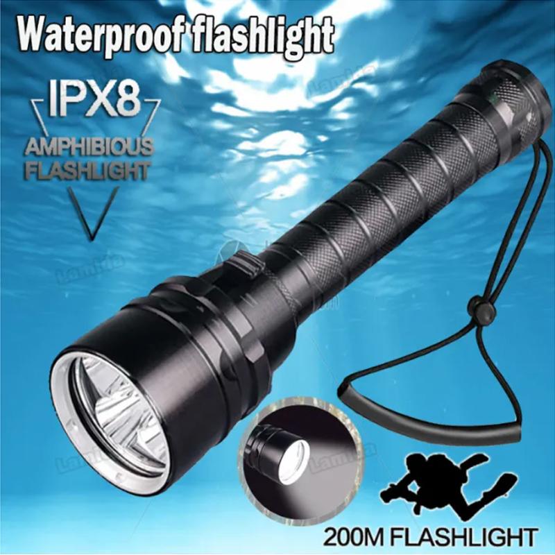 diving flashlight Scuba Diving Flashlight IPX8 Professional Super ...