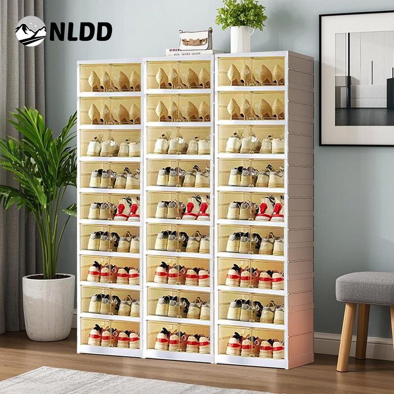 NLDD 9-Tier Space-Optimizing Shoe Storage Clear, Collapsible System for ...