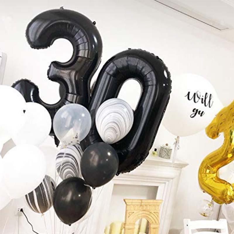 Large Black Number Balloons 40 Inches Digit Figure Foil Balloon ...