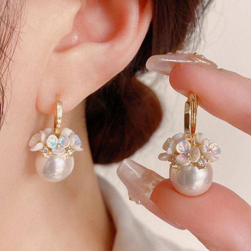 Anting-anting Mutiara Bakul Bunga Cangkang, Rekaan Indah, Untuk ...