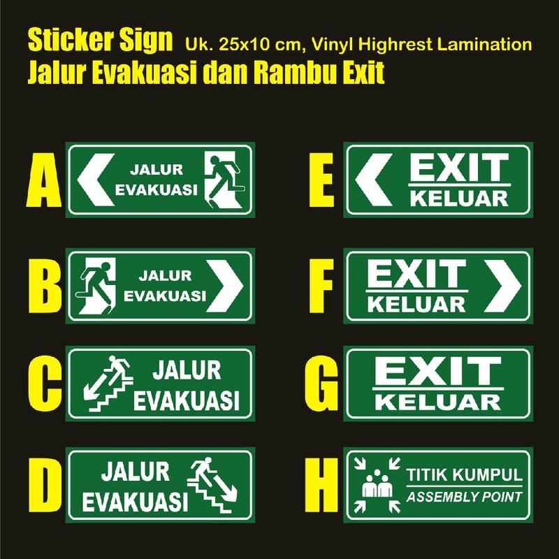 Stiker Sign Jalur Evakuasi, Rambu Exit Titik Kumpul - Shop | Tokopedia