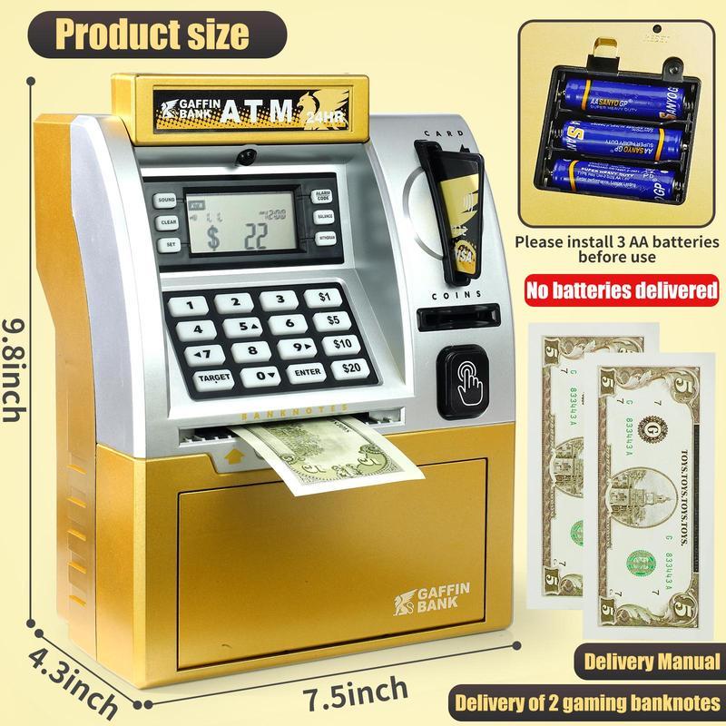 Smart ATM Piggy Bank Toy Featuring Debit Card, Bill Feeder, Coin ...