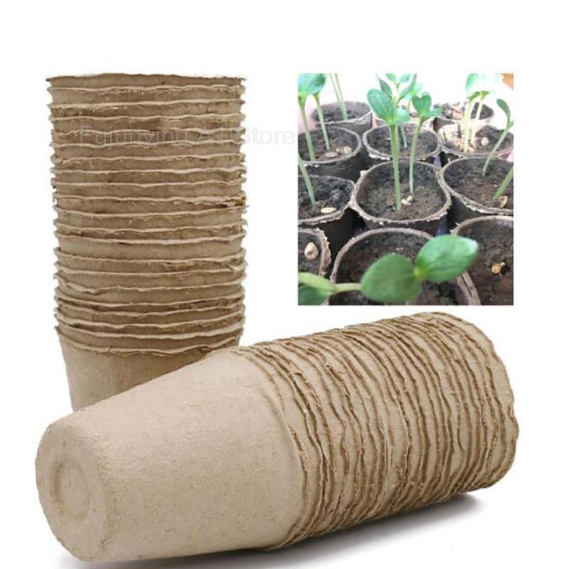 8cm Paper grow Pot Plant Starters Herb vegs flower planter Nursery ...