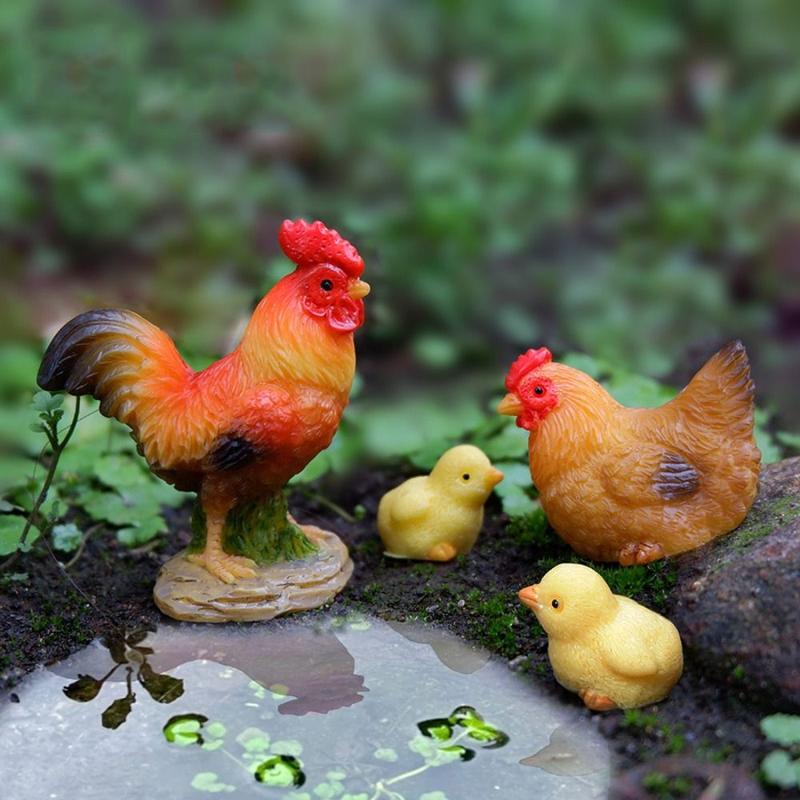 Kawaii Resin Chicken Doll Ornaments Multicolor DIY Chick Figures ...