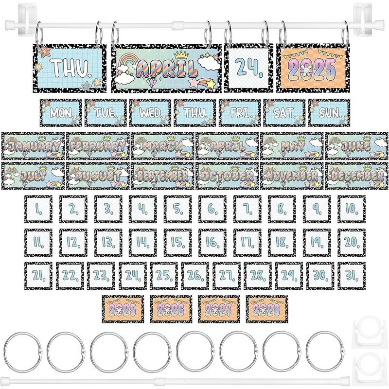 Composition Notebooks Flip Calendar Bulletin Board Set 54 Date Cards ...