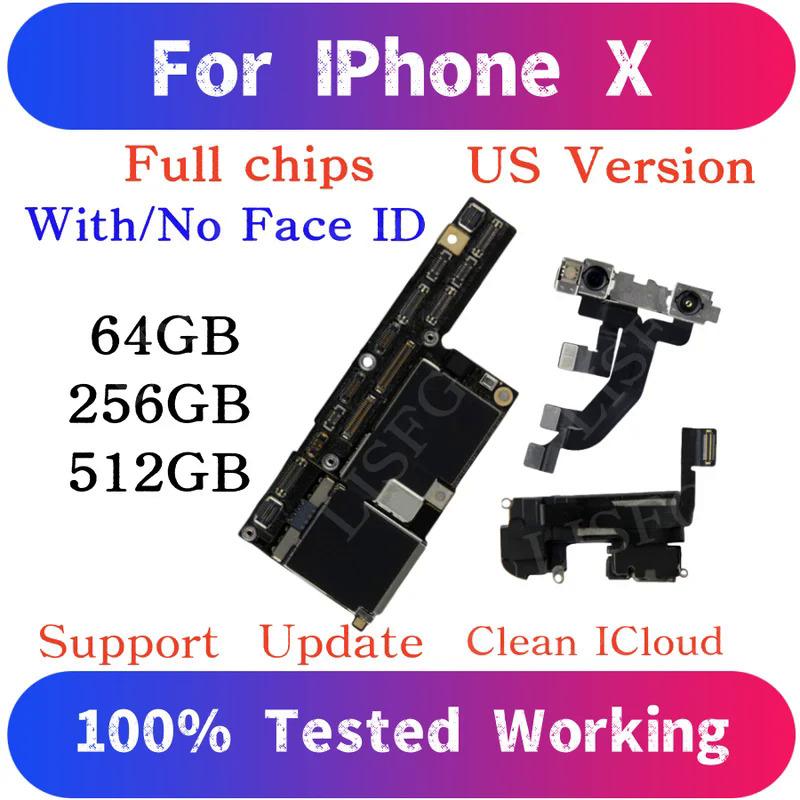 Papan Induk iPhone X, 100% Diuji, Tanpa ID Muka, Tersedia dalam ...