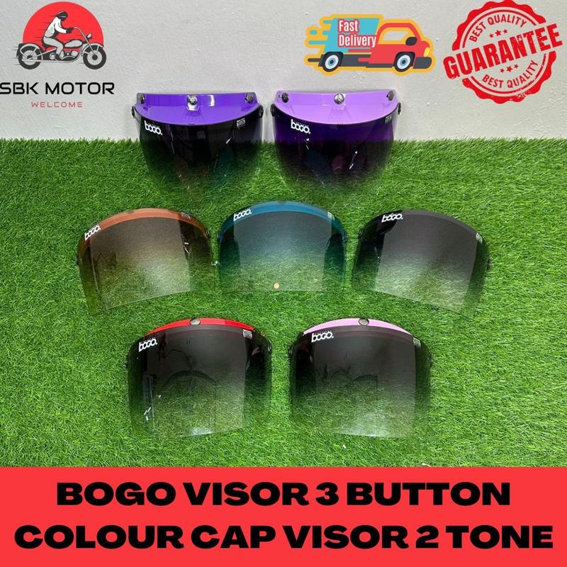 BOGO VISOR 3 BUTTON COLOUR CAP VISOR 2 TONE - PURPLE / DEEP PURPLE ...