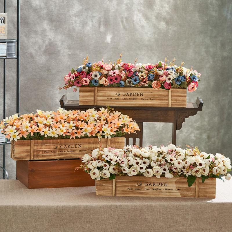 Set Bunga Tiruan Pagar Kayu Vintaj, Bekalan Hiasan Bunga Kering ...