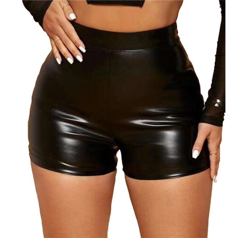 Women Wet Look Booty Shorts Patent Leather High Waist Mini Short - TikTok Shop Philippines