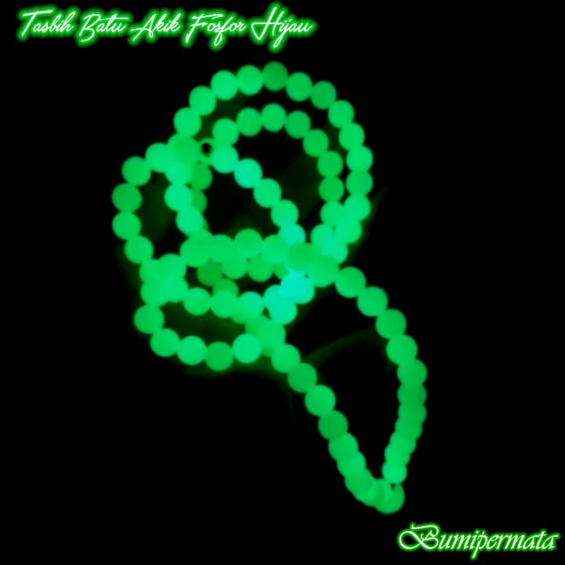 Tasbih Batu Akik Fosfor Hijau Nyala Dalam Gelap 99 Butir Muslim - Shop ...