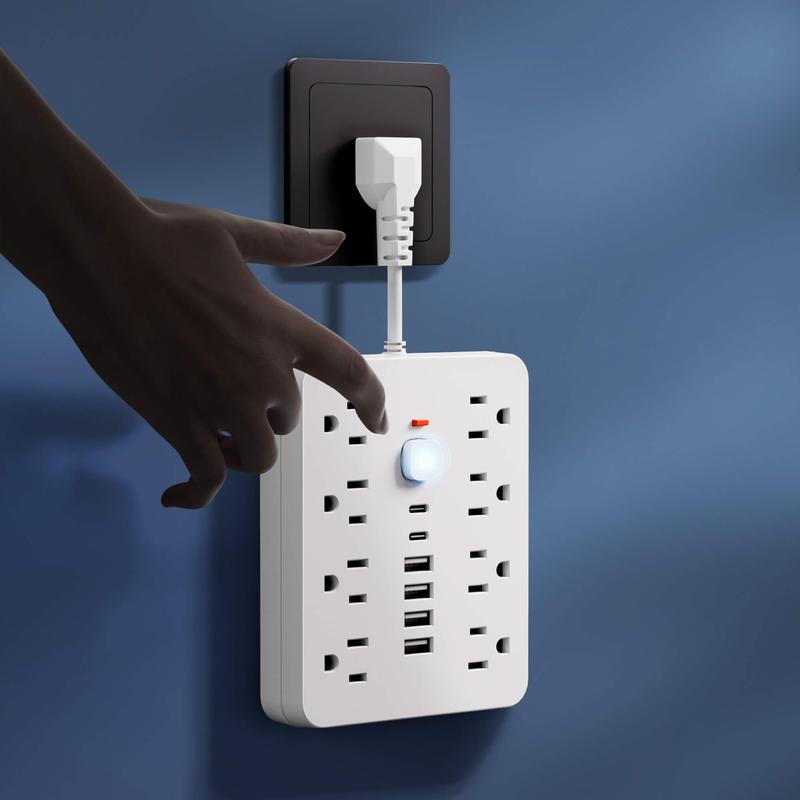 14-in-1 Power Adapter, Multipurpose Wall Socket with 4 USB Outlets ...