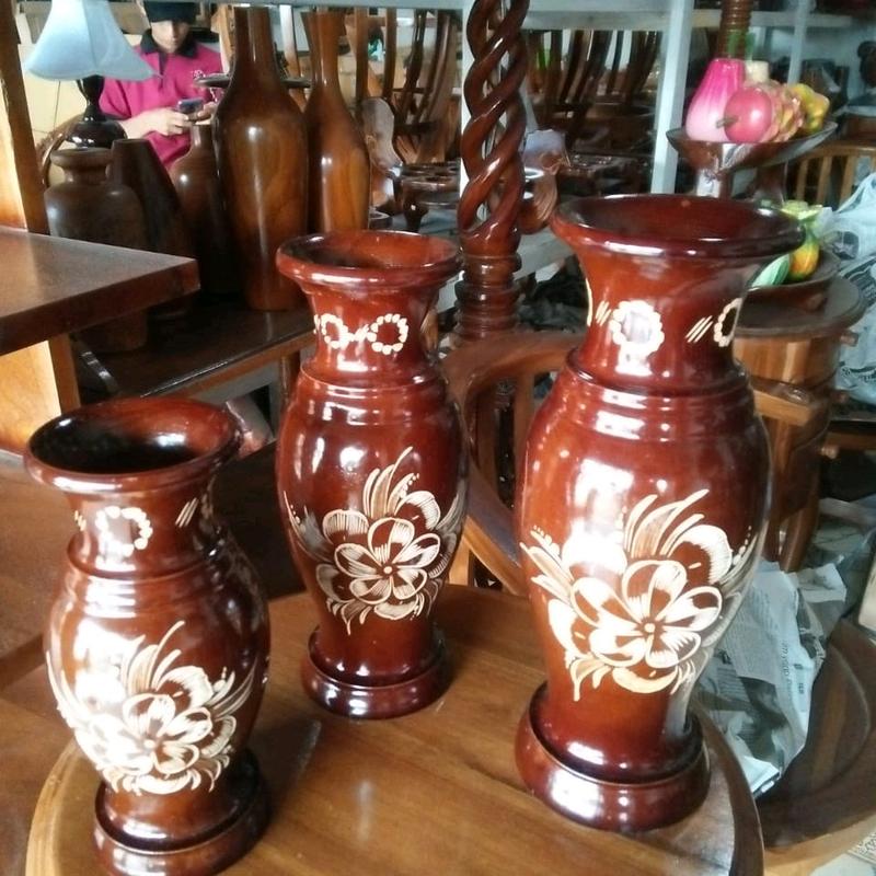 fas pot bunga murah dari kayu jati 1 set ada 3 barang - Shop | Tokopedia