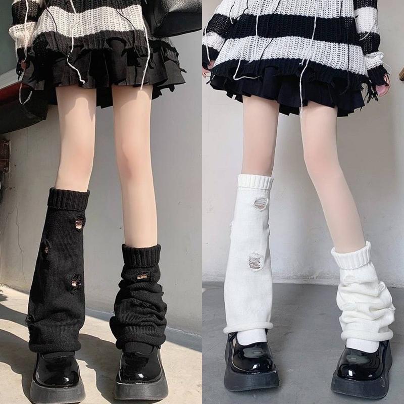 INS Ripped Versatile Horn Leg Warmer Female Y2g Personality Beggar ...