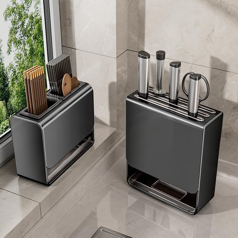 Kitchen Knife Rack Storage Rack Punch-Free Wall-Mounted Countertop ...