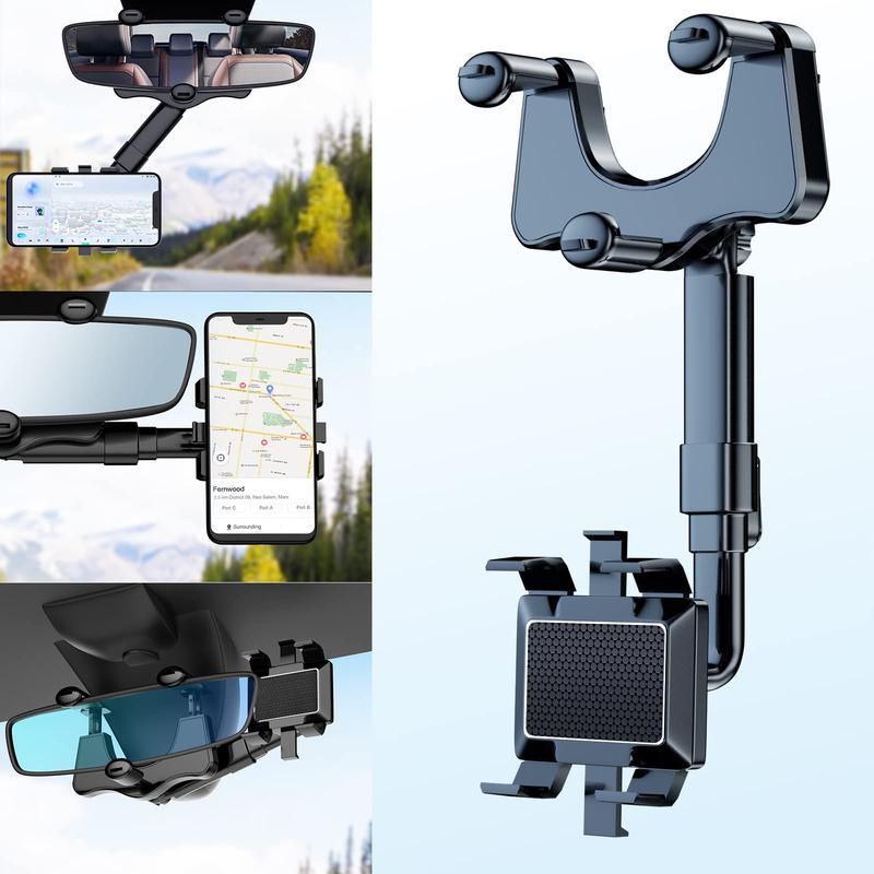 Car Mirror Clip Phone Holder Anti Shock In-Car Rear View Mirror ...
