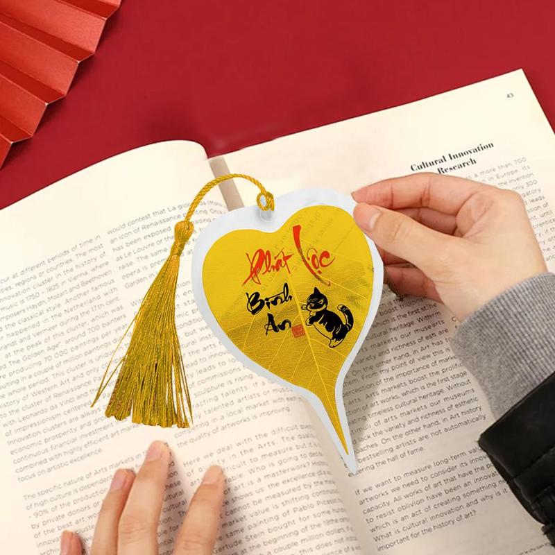 Leaf Vein Bookmark Pendant Chinese Retro Zodiac Bodhi Leaf Beautiful ...