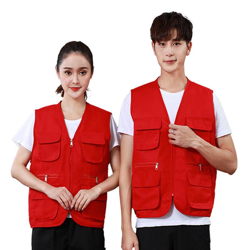 Solid Color Multiple Pockets Vest Coat V-neck Zipper Placket - TikTok ...