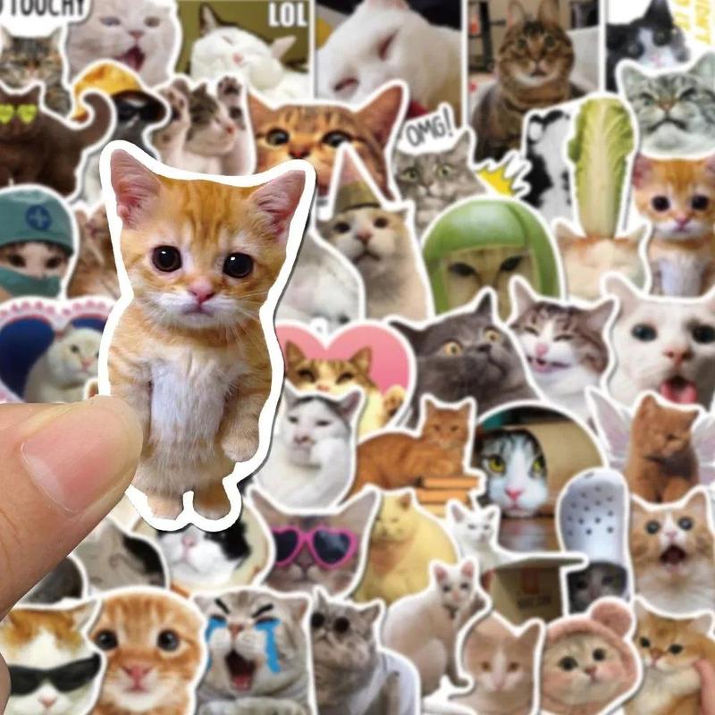 Cute Cat Pattern Sticker, Funny Happy Cat Sticker, Waterproo - TikTok Shop