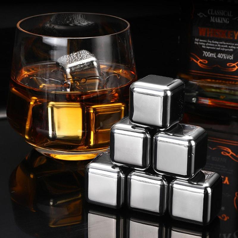 8 Pieces Stainless Steel Ice Cubes With Ice Clamps Summer Beverage ...