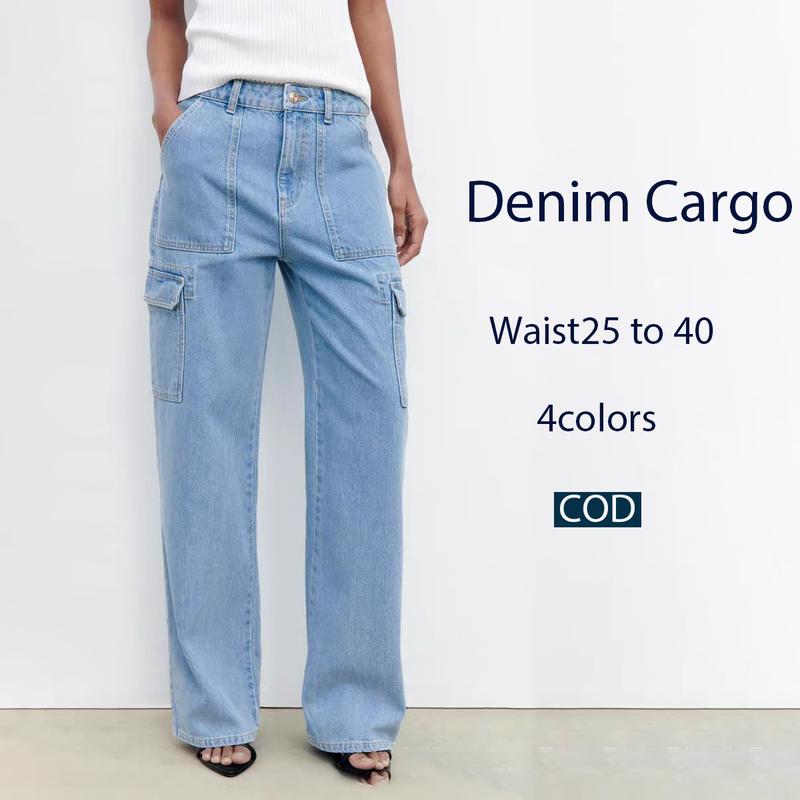 [Denim Cargo]Stylish and Practical Unisex Denim Cargo Jeans Men ...
