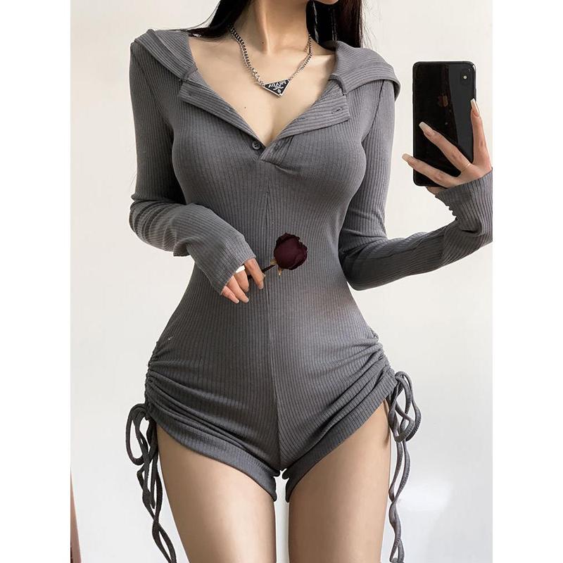 Jumpsuit Kasual Bertudung, Gaya Gadis Panas Amerika, Untuk Wanita, Sesuai untuk Bersenam, Ketat ...