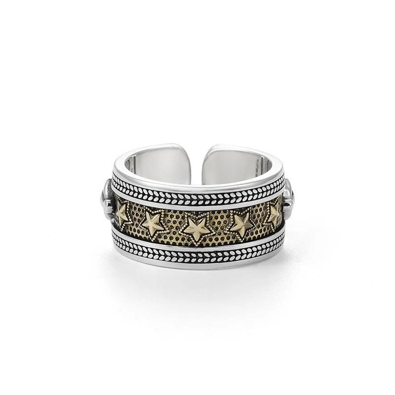 New Silver Color Five Star Ring Men's Trendy Retro Vajra Stick - TikTok ...