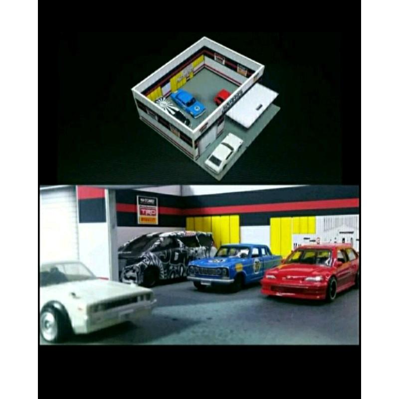 Papercraft Diorama Mechanics Racing skala 64 Diorama Garage diorama ...