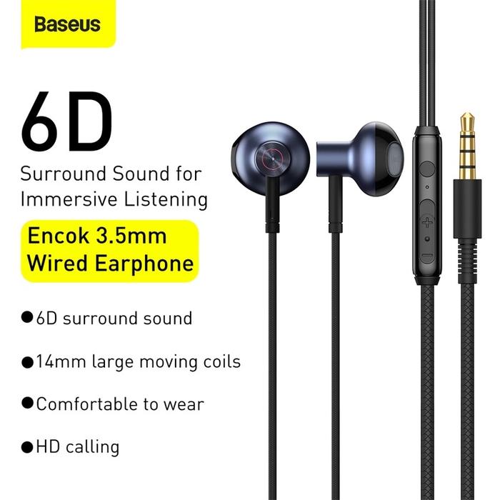 Promo Baseus Encok H19 Wired Earphone Handsfree Headset Audio Jack 3 ...