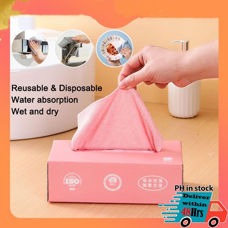 20pcs/box Removable Dishcloth Reusable Absorbent Microfiber Kitchen ...