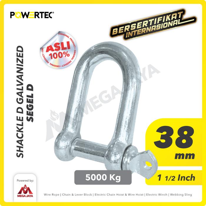 Promo POWERTEC Shackle D Galvanized 38mm - 1-1/2" Segel Dee Galvanis ...