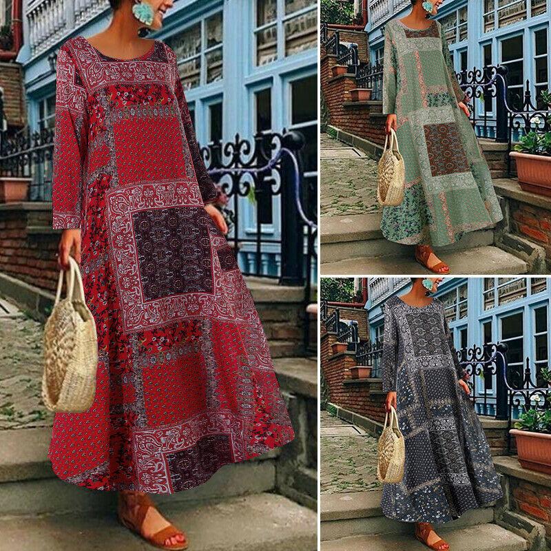 Gaun kapas dan linen lengan panjang untuk wanita, skirt midi - TikTok ...