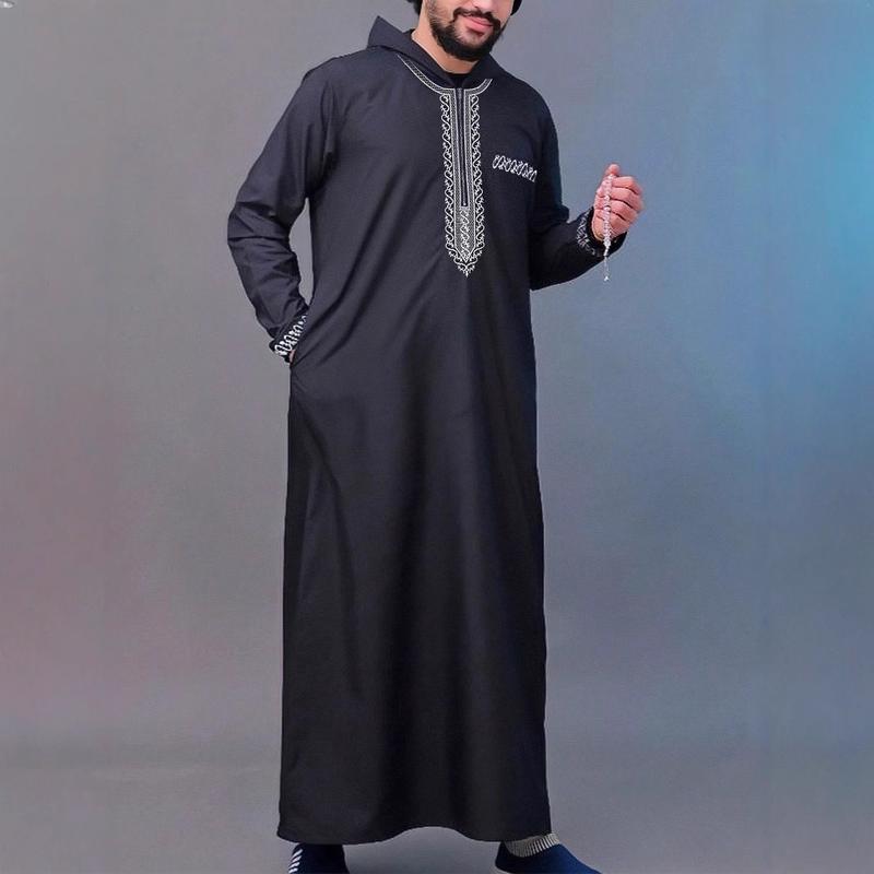 [Duke] New Men's Loose Hooded Robe Luxury Men's Embroidered Long ...