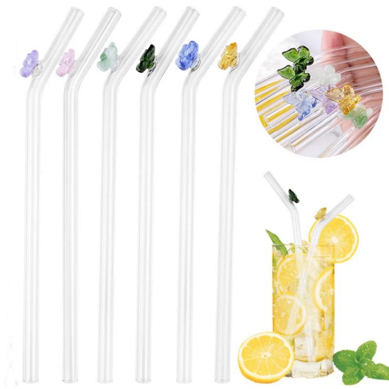 Colored Glass Straws Non-Toxic Long Wide Reusable Straws Short - TikTok ...