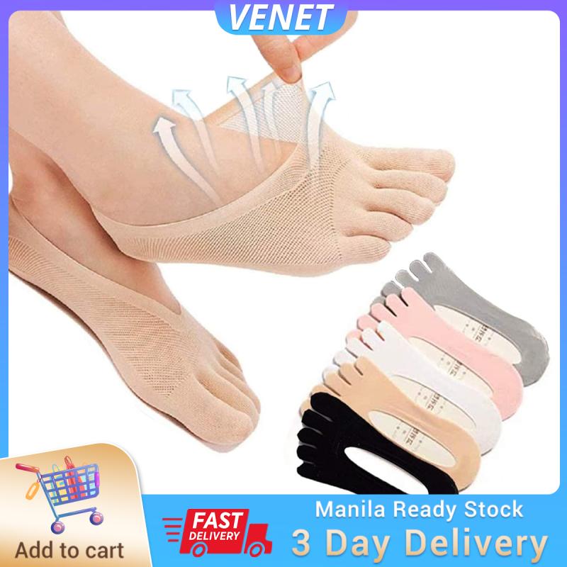 Women 5 Toe Socks, Full Toe Yoga Sock Soft Breathable Five Finger ...