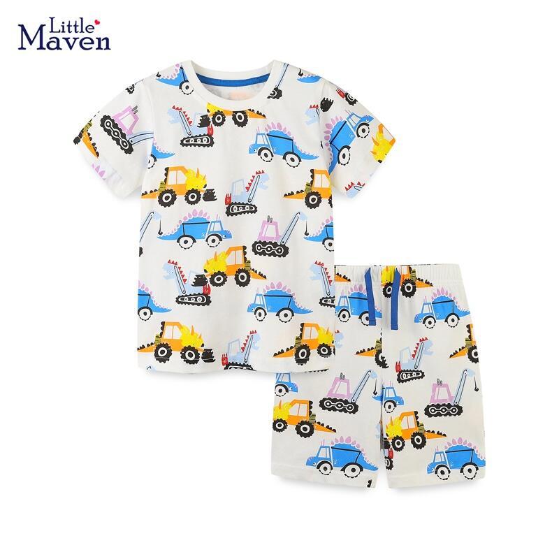 Little Maven 2023 Summer New Children's Clothes Cartoon Excavator ...
