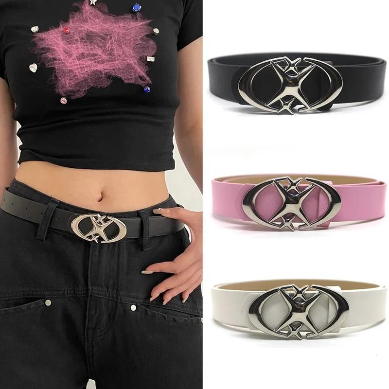 105CM Fashion Women Belt Punk Star Buckle Belt Design Cross Metal ...