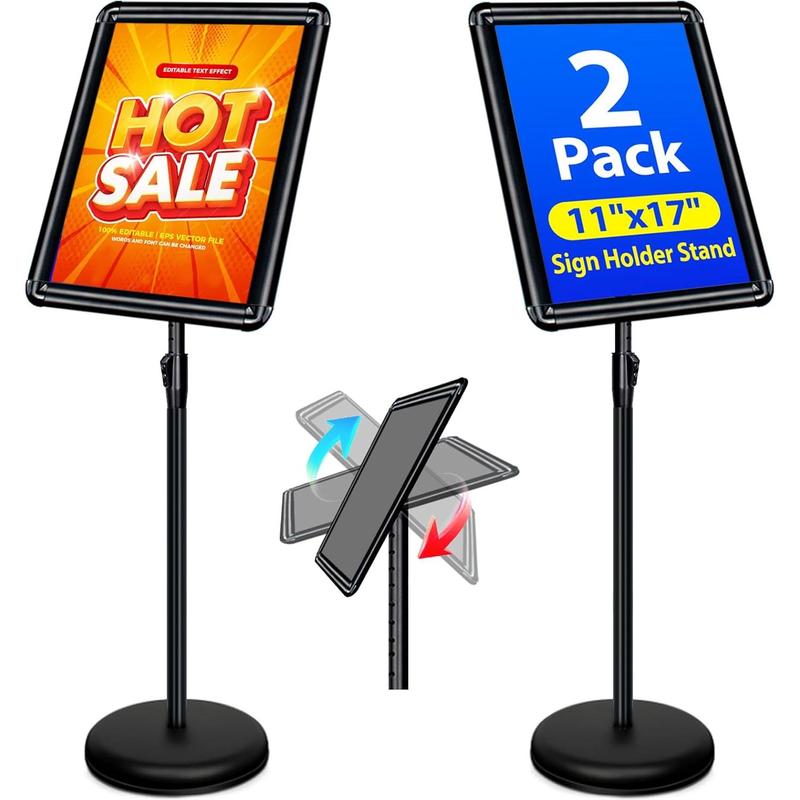 2-Pack 11x17 Inch Adjustable Sign Stand & Floor Standing Sign Holder ...