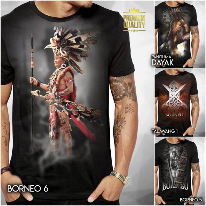 Kemeja-T Dayak, Kualiti Premium, Gaya Distro, Etnik Kalimantan ...