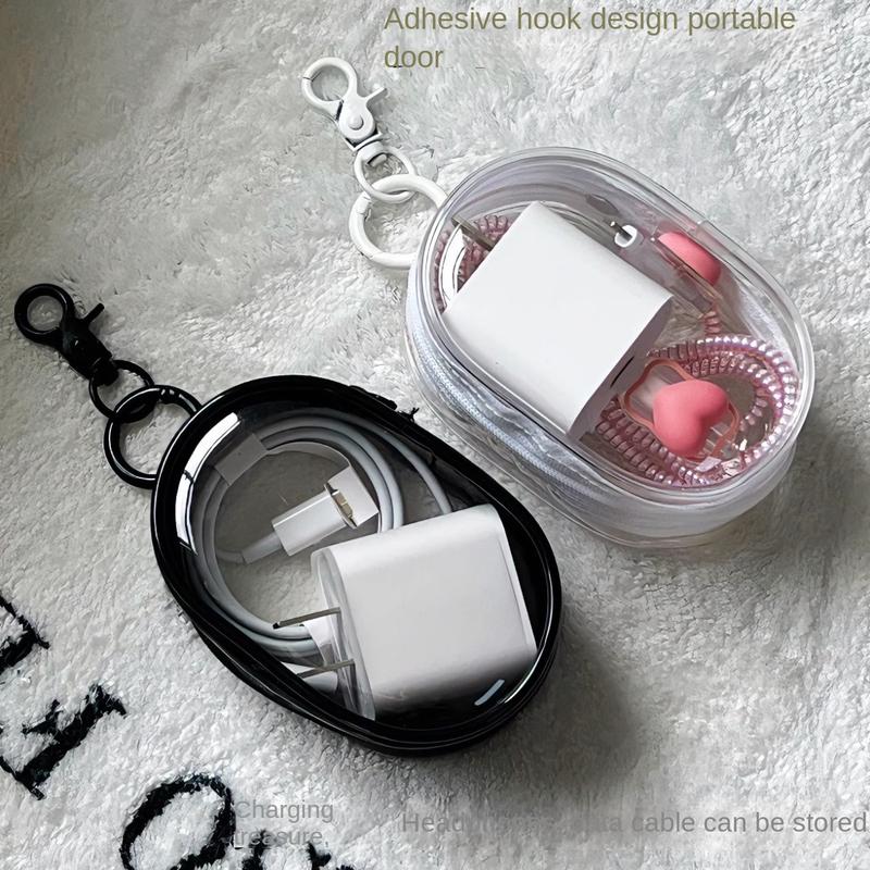 Transparent charging cable organizer box, portable earphone and ...